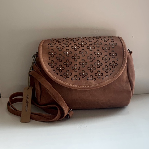 Bags | Justina Taylor Cutout Flower Crossbody | Poshmark